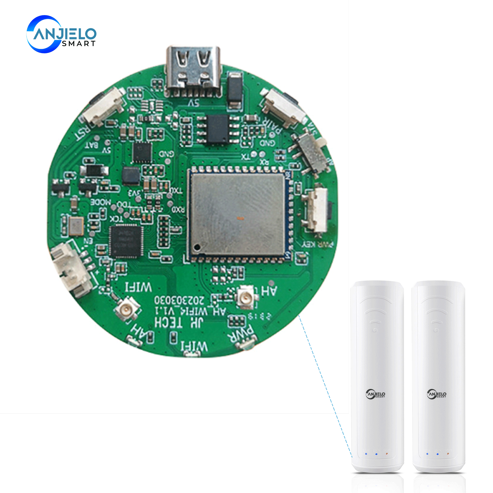 WiFi HaLow+WiFi4 dual-band module Type-C interface power supply long-d ...