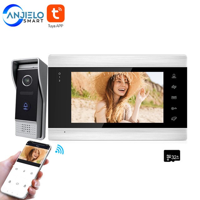 Smart Tuya Wifi Door Phone Intercom System 7 "Color Screen Moniter Wide ...