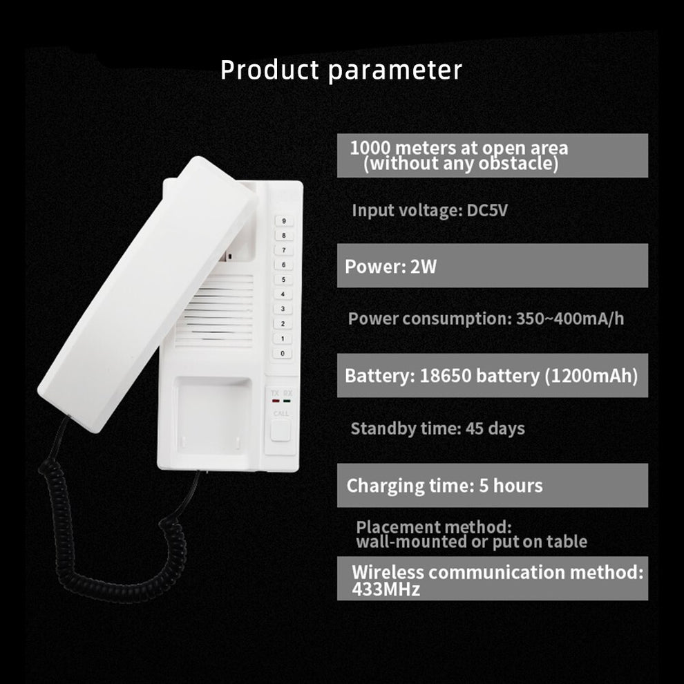Wireless Intercom System Secure Interphone Handsets Expandable for Wa ...